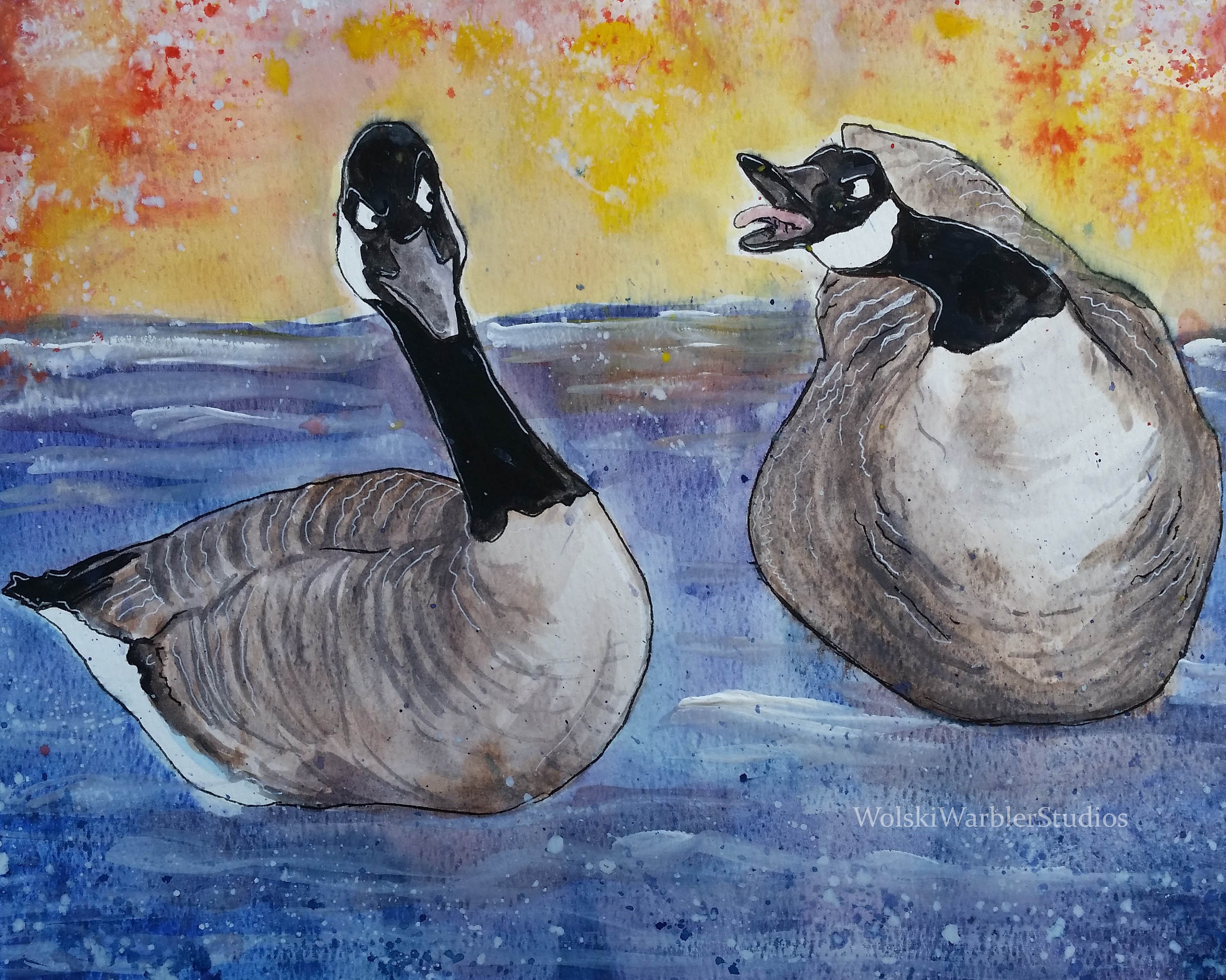 Canada Goose, 8x10 Art Print, Grumpy Goose, Geese on Water, Children's ...