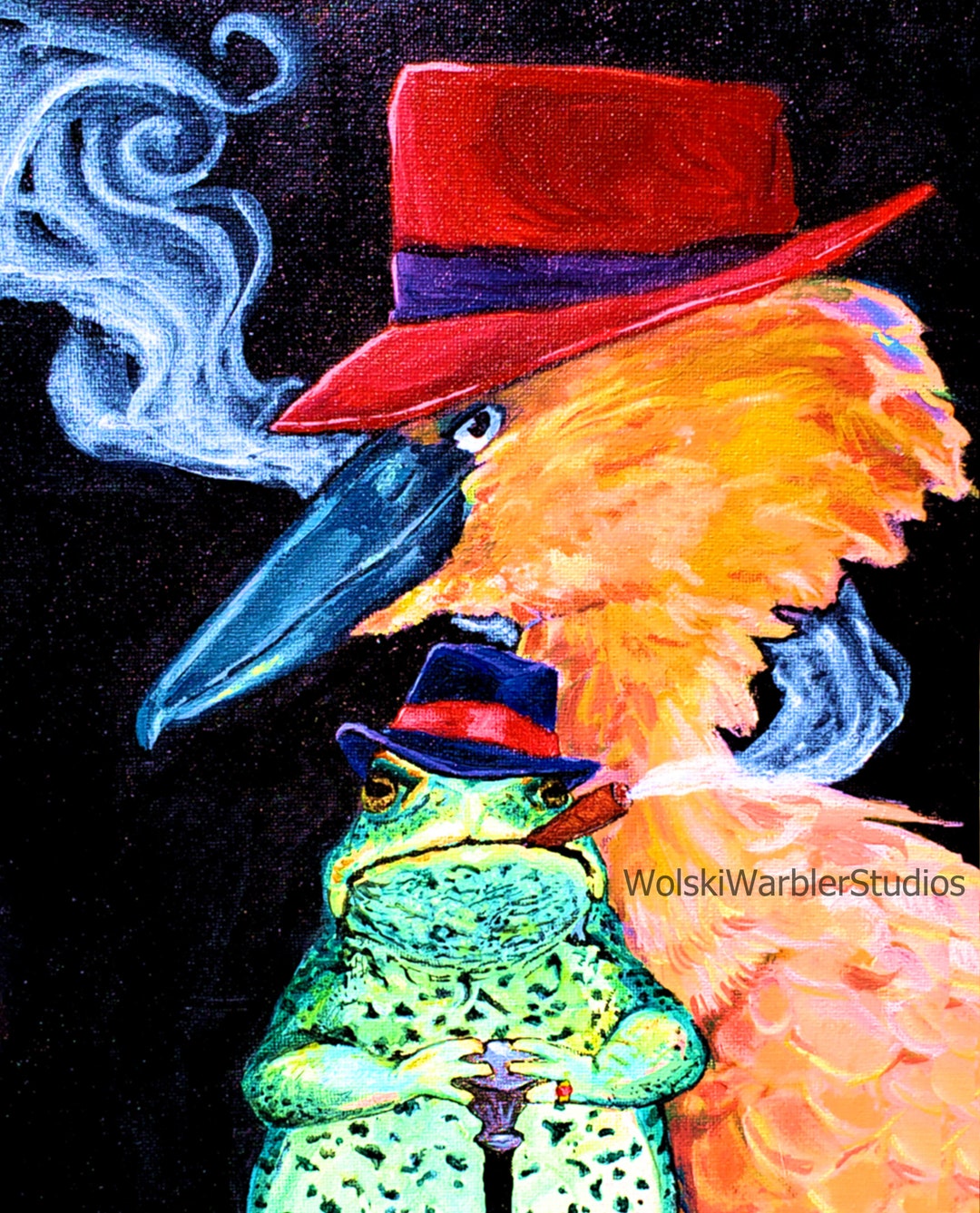 Toadally Mobster, 8x10 Print, Toad, Hamerkop Bird, Funny Animals ...