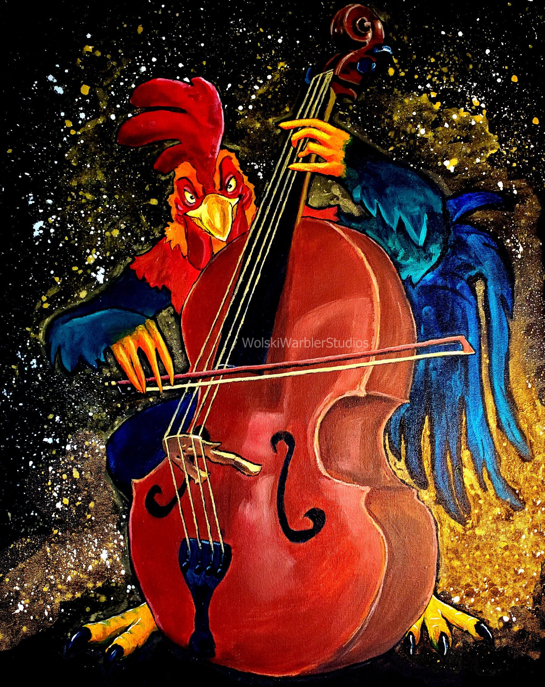Chicken With Cello 8x10 Print Anthro Chicken Art Cello - Etsy Denmark