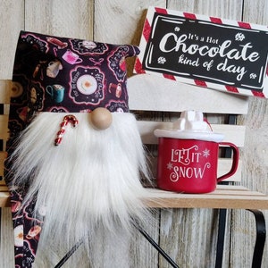 Hot Cocoa Gnome, Hot Chocolate Gnome, Hot Chocolate Bar Gnome, Holiday ...