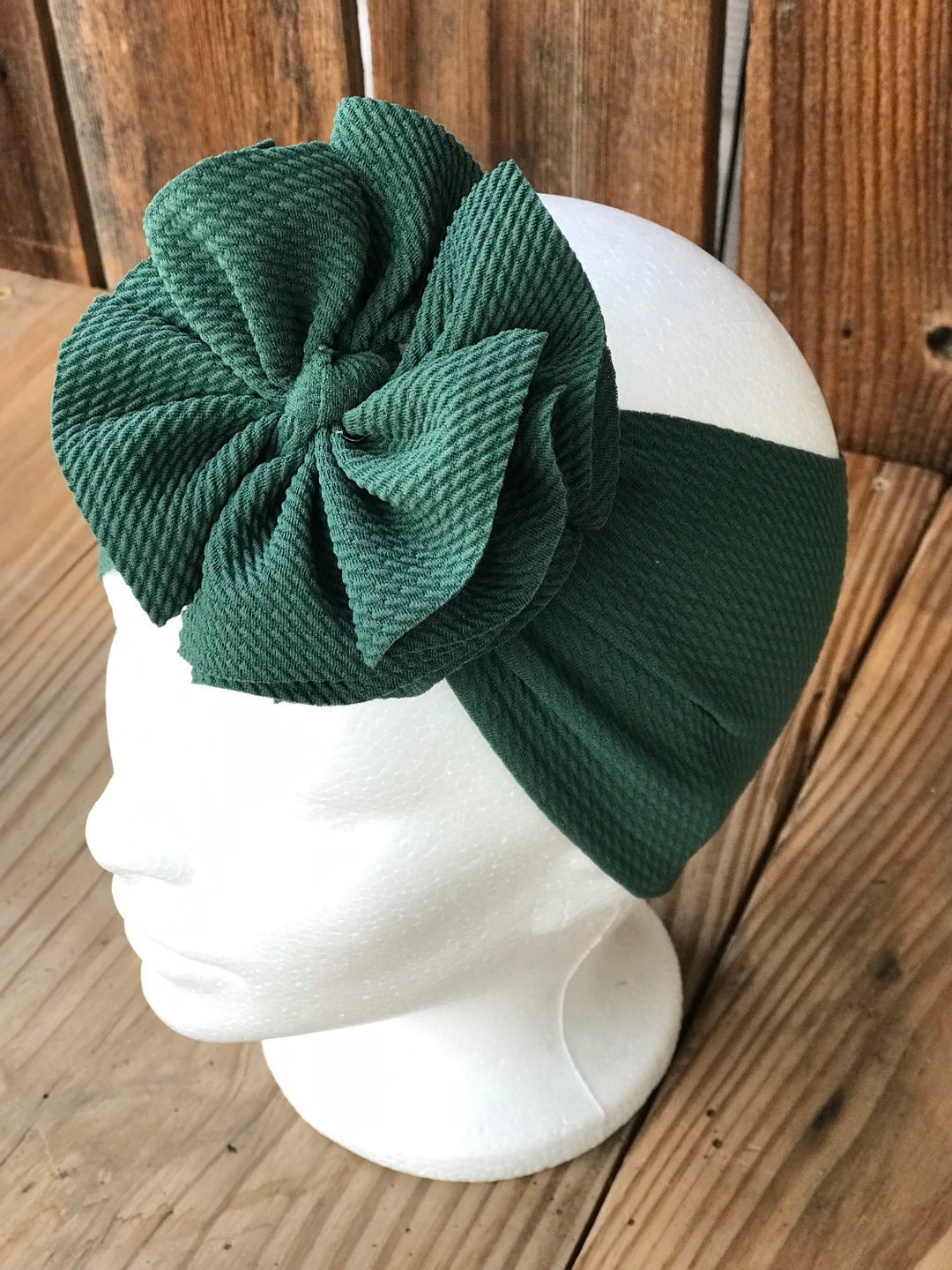 Hunter Messy Baby Headwrap, Green Shredded Baby Bow, Hunter Green Baby ...