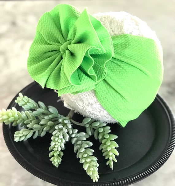 Lime Green Messy Baby Headwrap Shredded Baby Bow Baby | Etsy