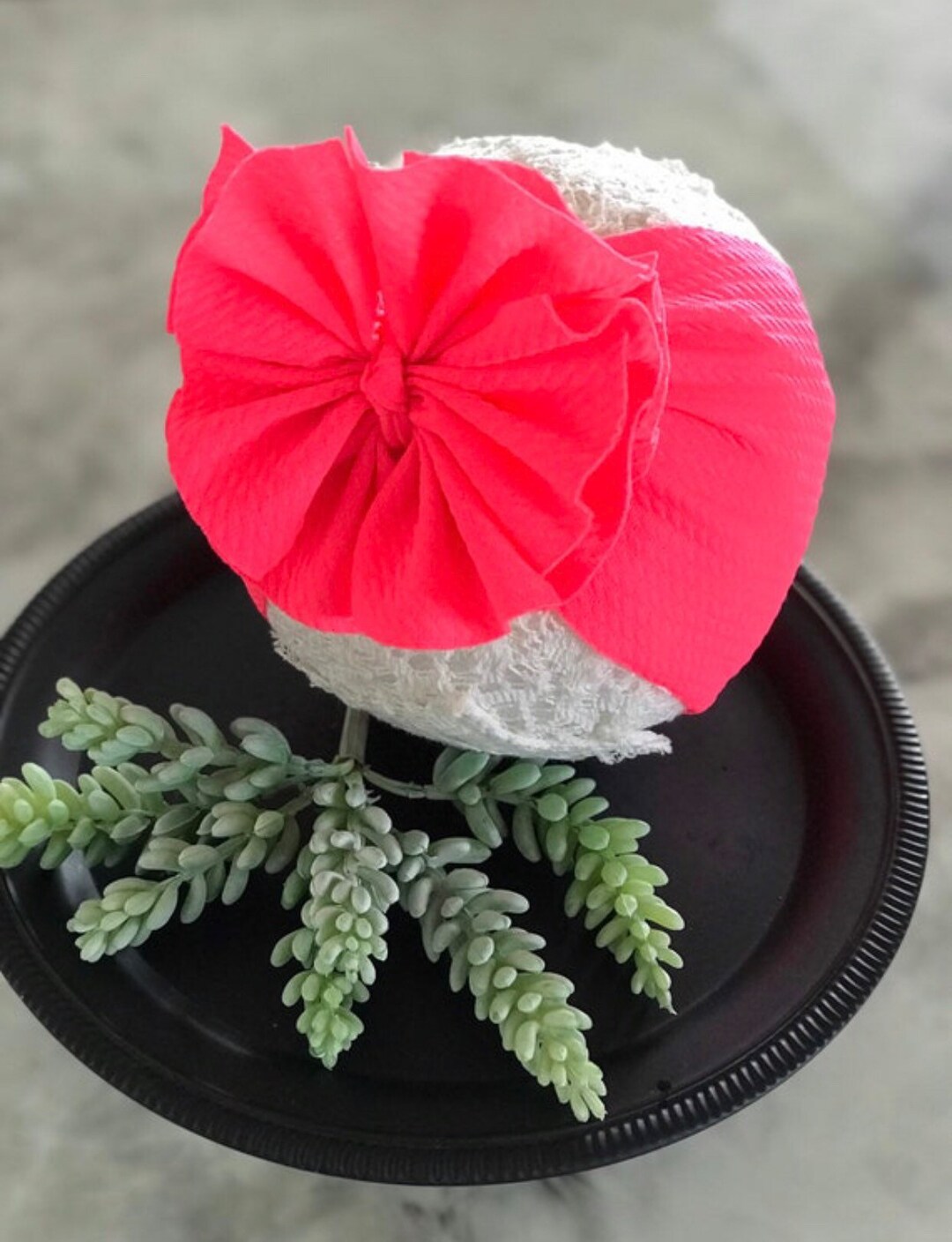 Neon Pink Messy Baby Headwrap, Shredded Baby Bow, Baby Headband, Baby ...