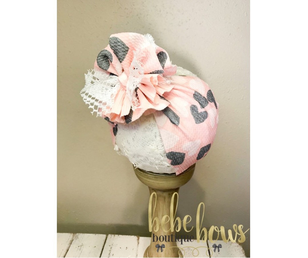 Hearts Messy Baby Headwrap, Shredded Baby Head Wrap, Baby Bow, Baby ...