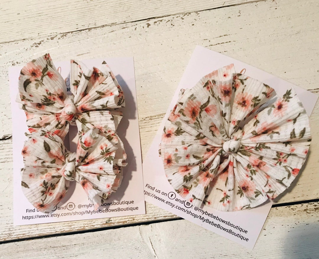 Pink Floral Messy Pigtail Bows, Shredded Ruffle Piggies, Messy Bows ...