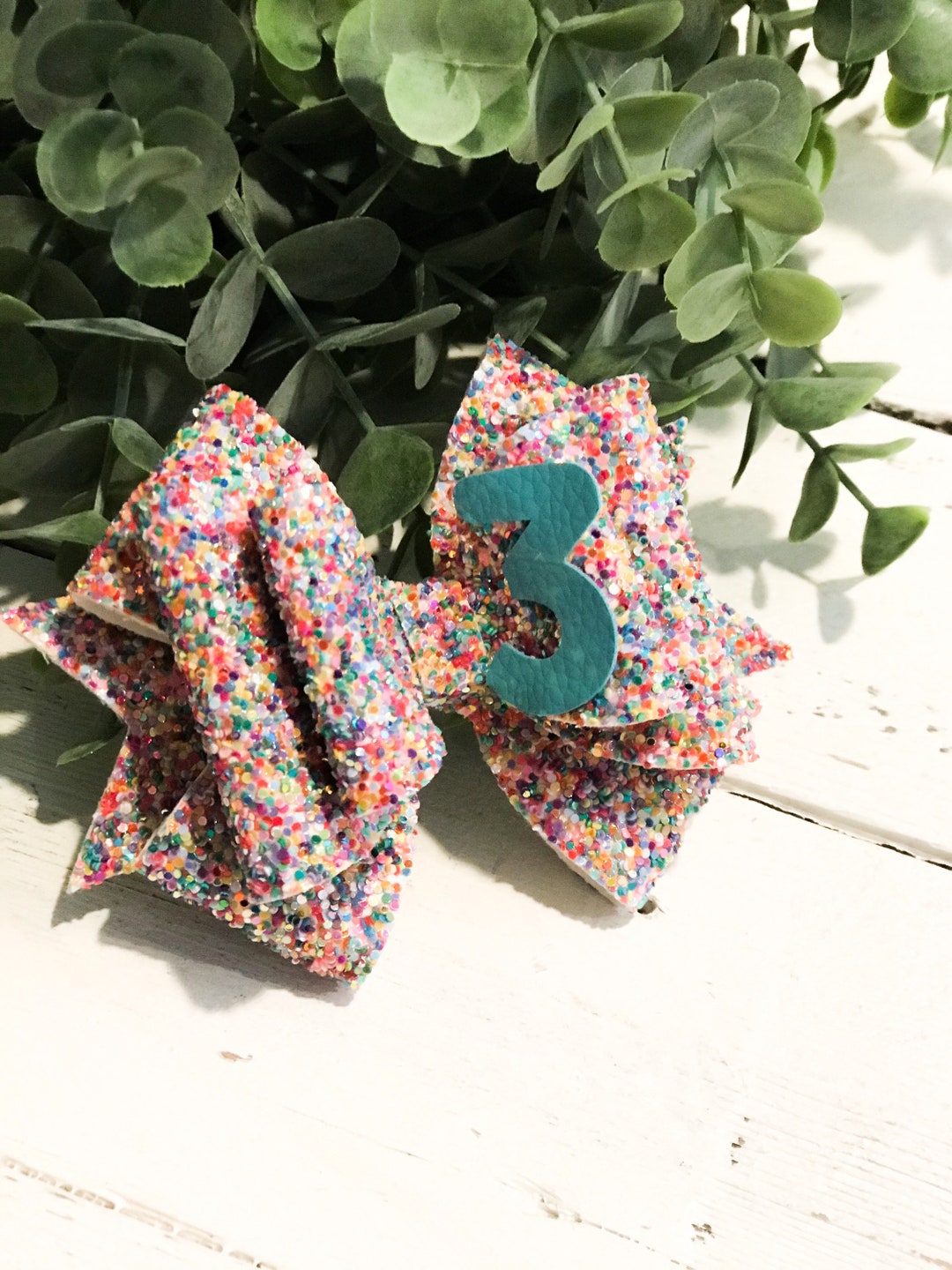 Personalized Birthday Bow, 1st Birthday Bow, Confetti Glitter Happy ...