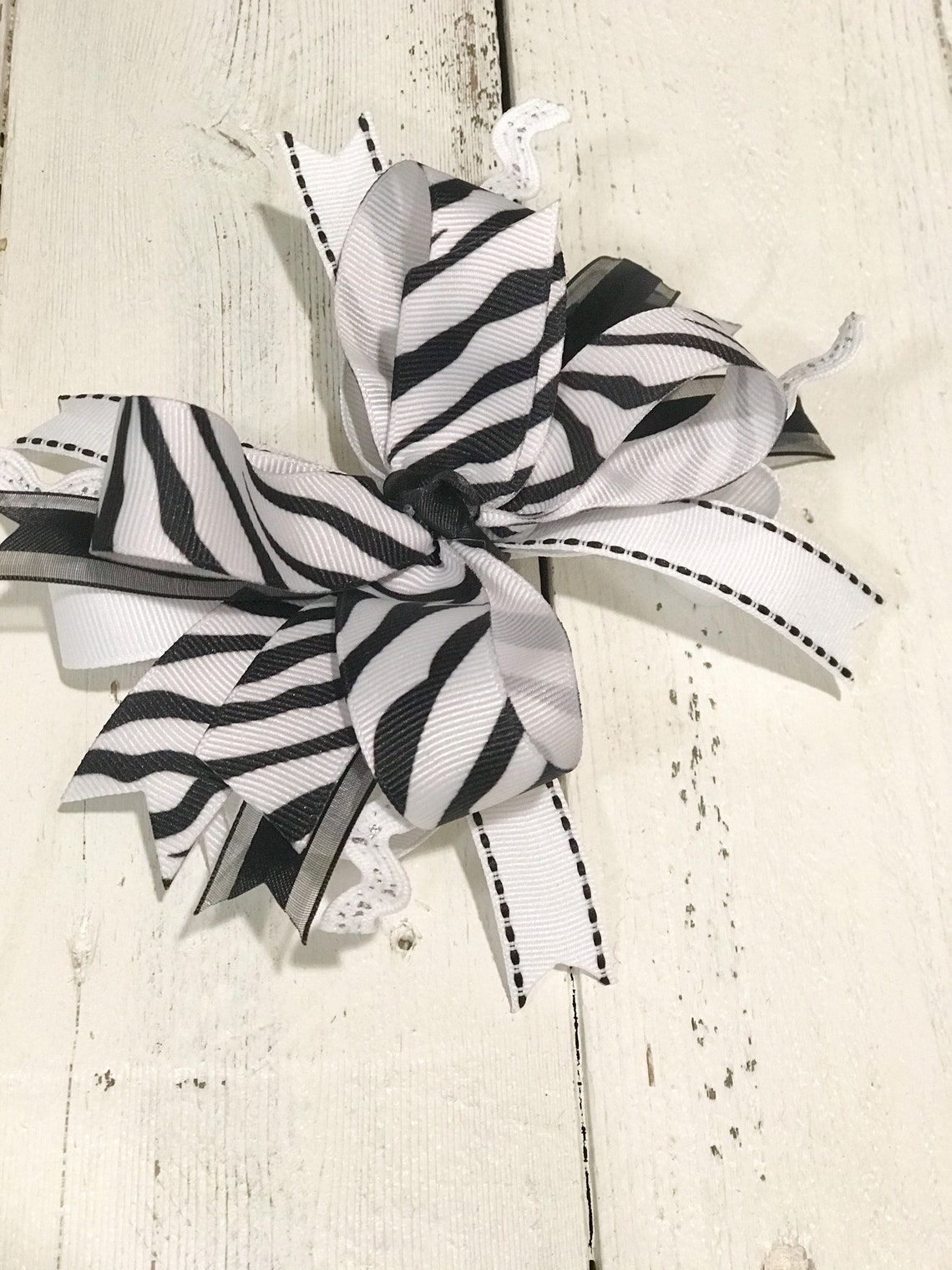 Zebra Print Baby Girl Ribbon Bow on Clip Ribbon Hair Bow - Etsy