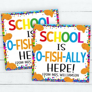 Back to School Goldfish Gift Tags, School is O-fish-ally Here, Goldfish ...