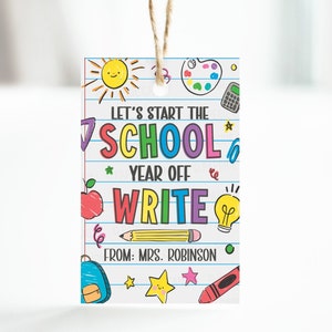 Back to School Gift Tags, Let's Start the Year off Write, School ...