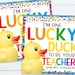Back to School Rubber Duck Gift Tags, Lucky Duck to Be Your Teacher ...