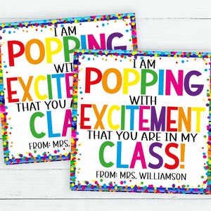 Back to School Popping Gift Tags, Popping With Excitement You Are in My ...