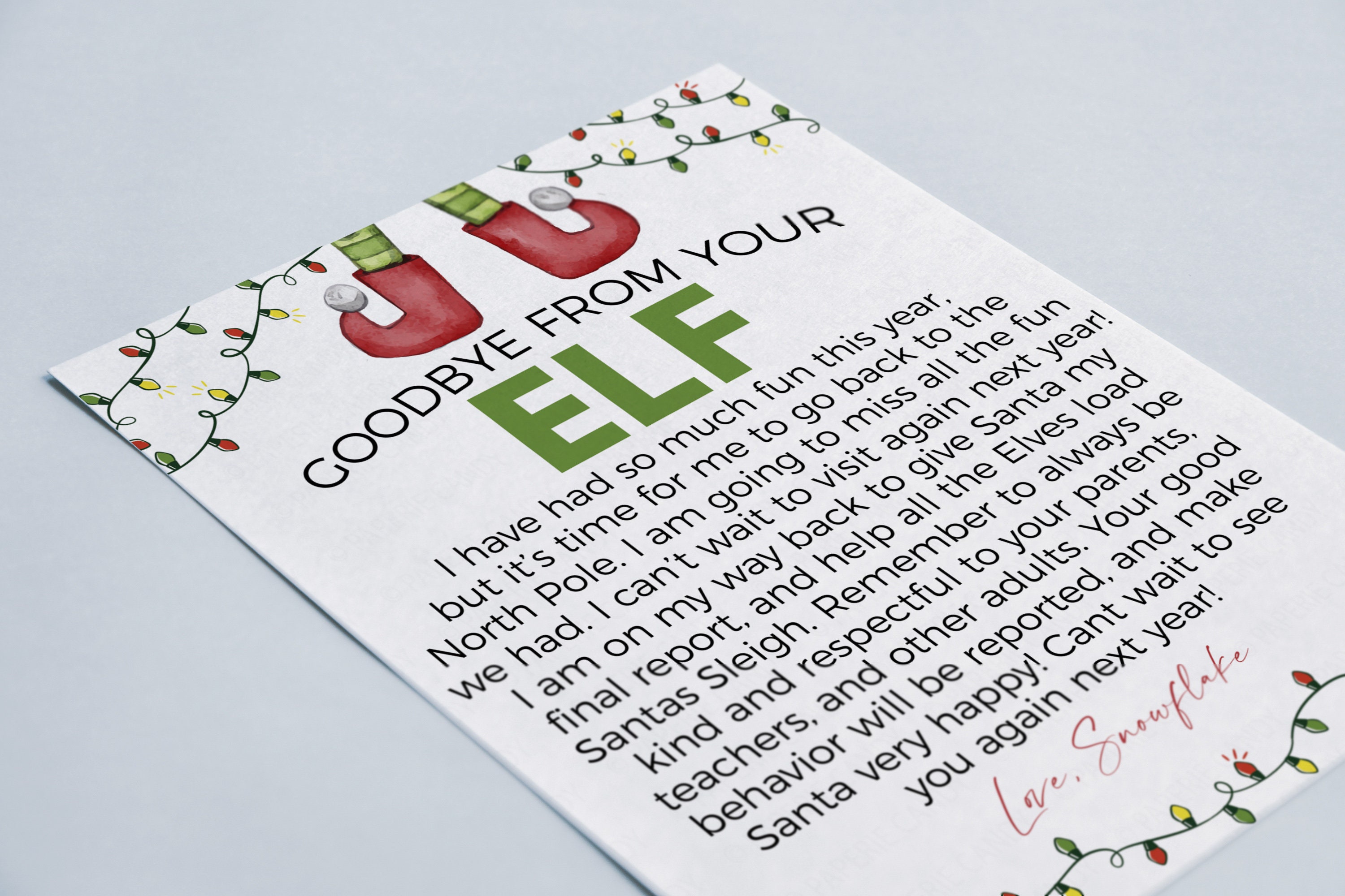 Editable Goodbye Elf Letter, Goodbye Note From Elf, Goodbye Elf Report ...