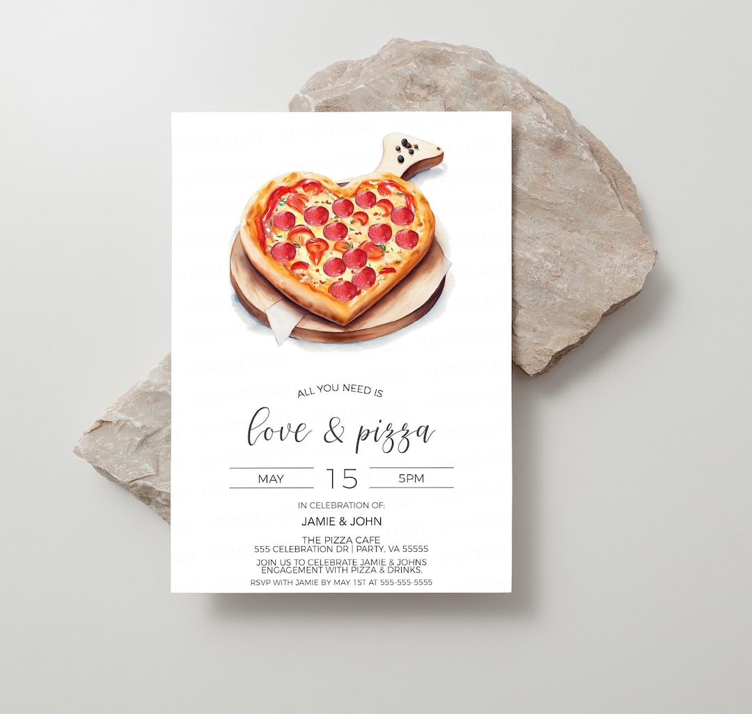 Love and Pizza Invitation, Pizza Wedding Rehearsal Dinner Invite, Pizza ...