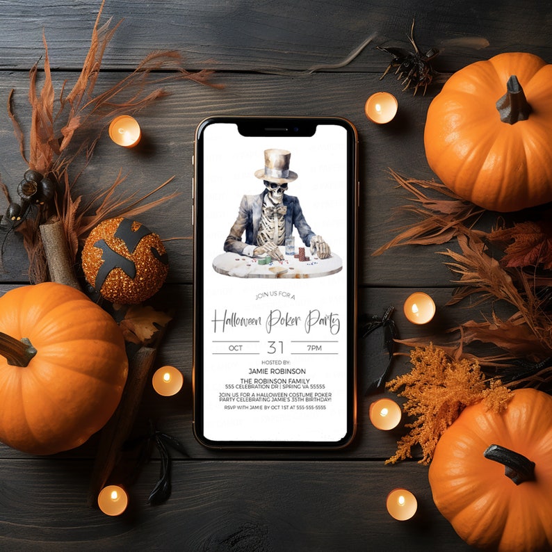Halloween Poker Night Party Invitation, Halloween Poker Birthday Night ...
