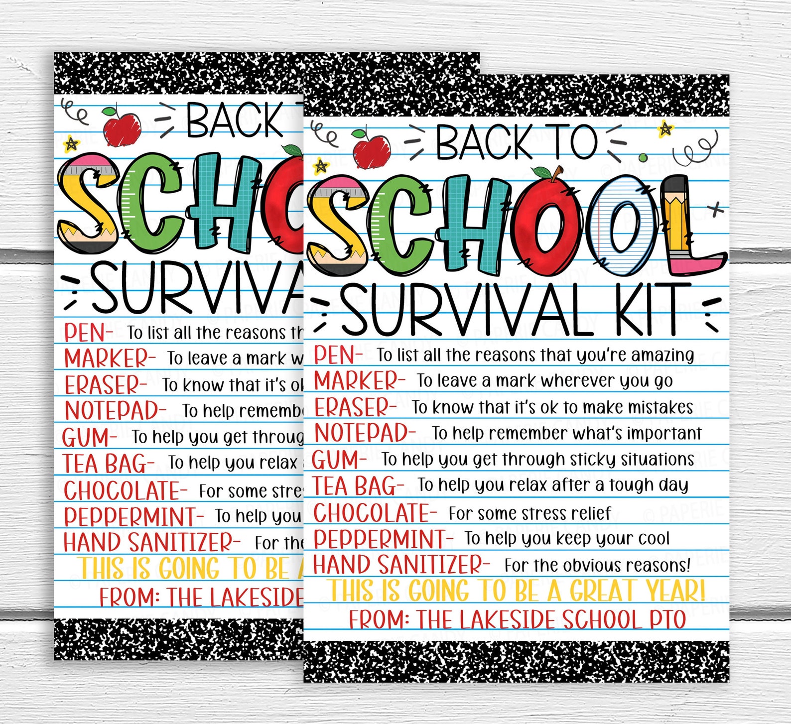 Back to School Survival Kit Gift Tag Welcome Back First Day - Etsy