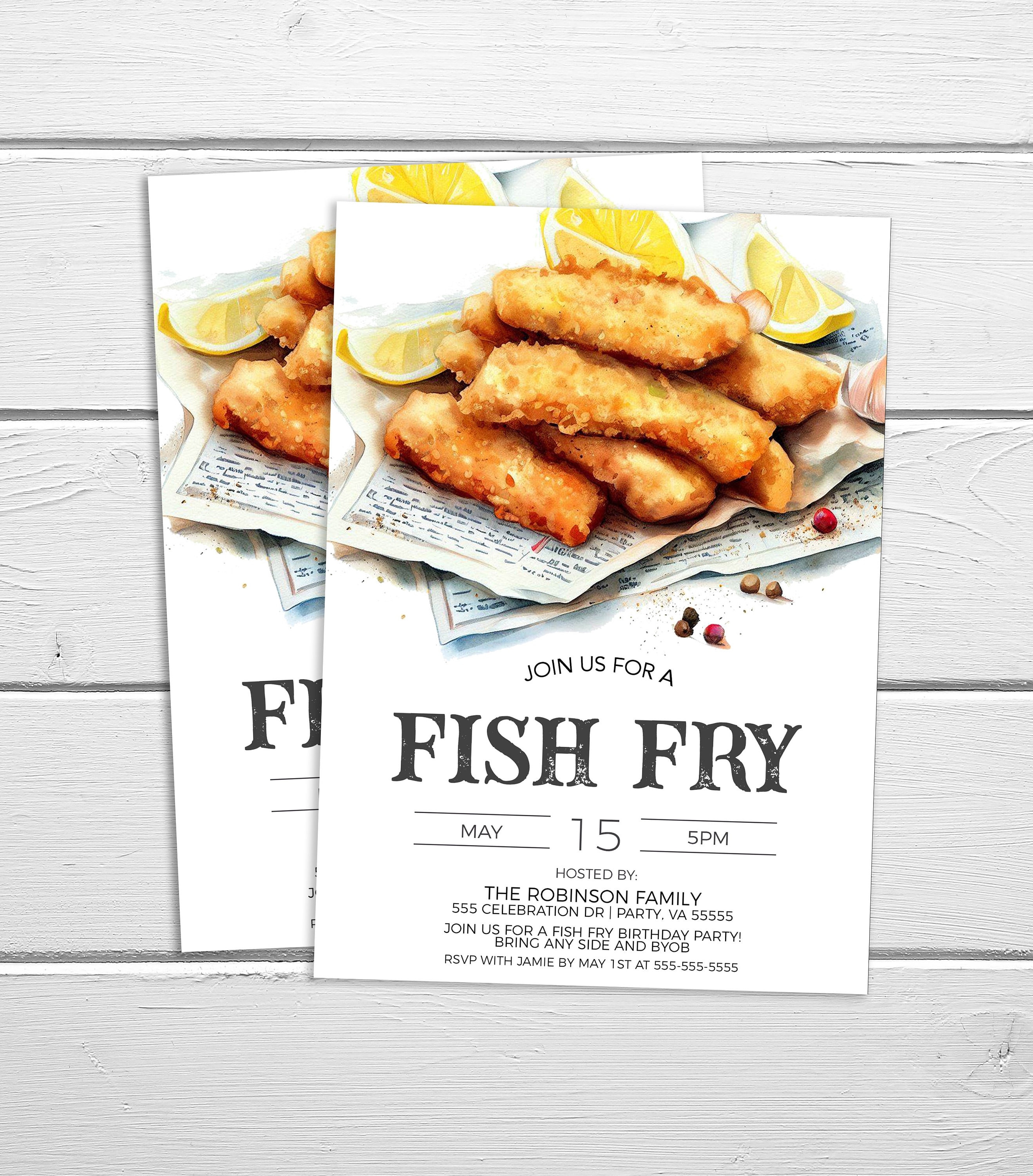 Fish Fry Invitation Fish and Chips Invite Seafood Birthday - Etsy