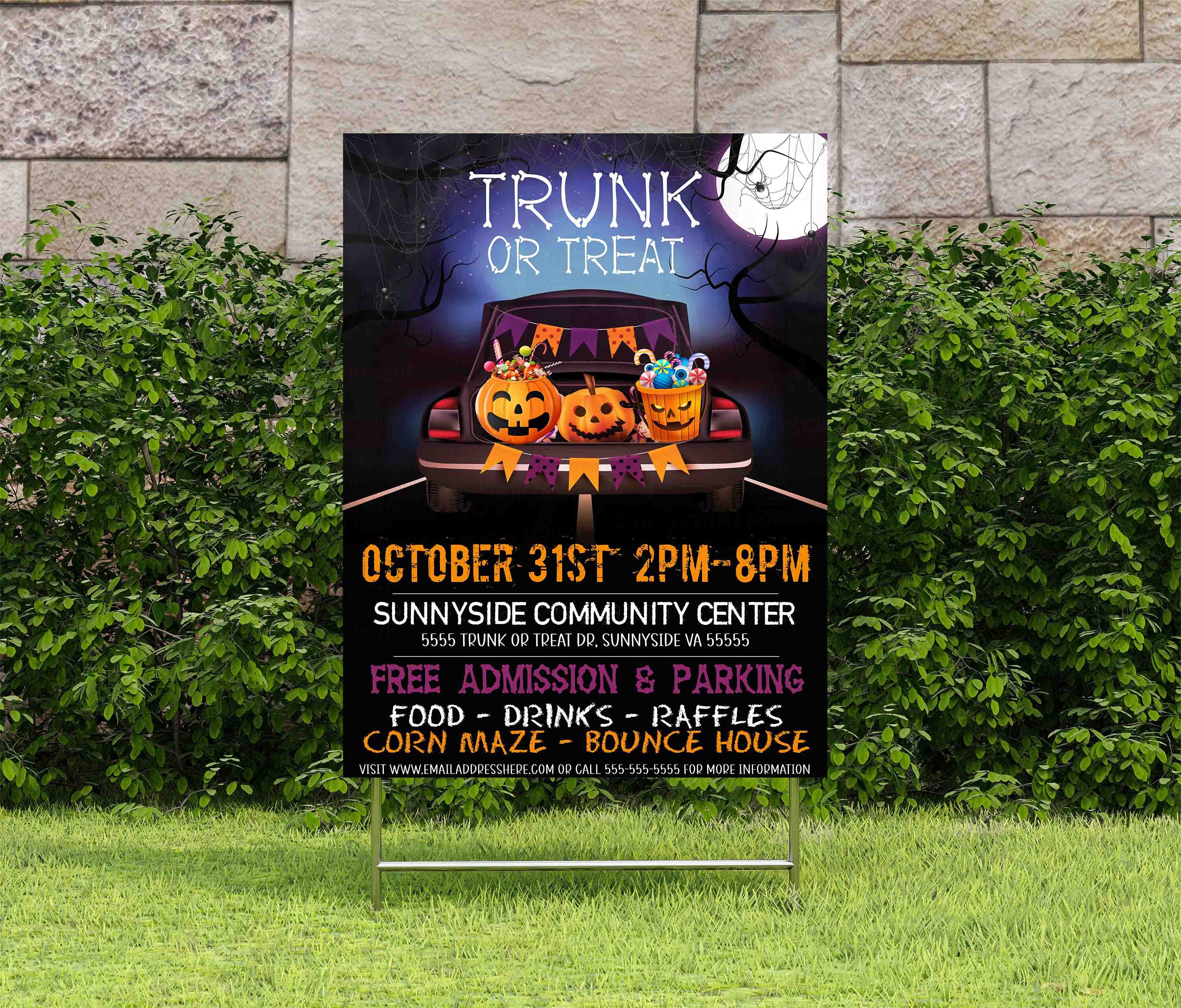 Trunk or Treat Flyer Invitation, Halloween Fall Festival Event, School ...