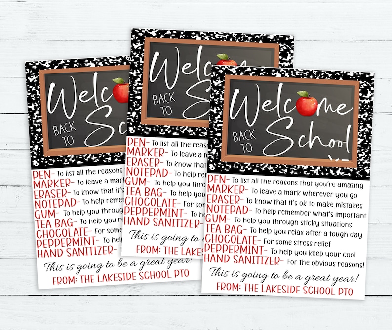 Back to School Survival Kit Gift Tag, Welcome Back First Day, Gift for ...