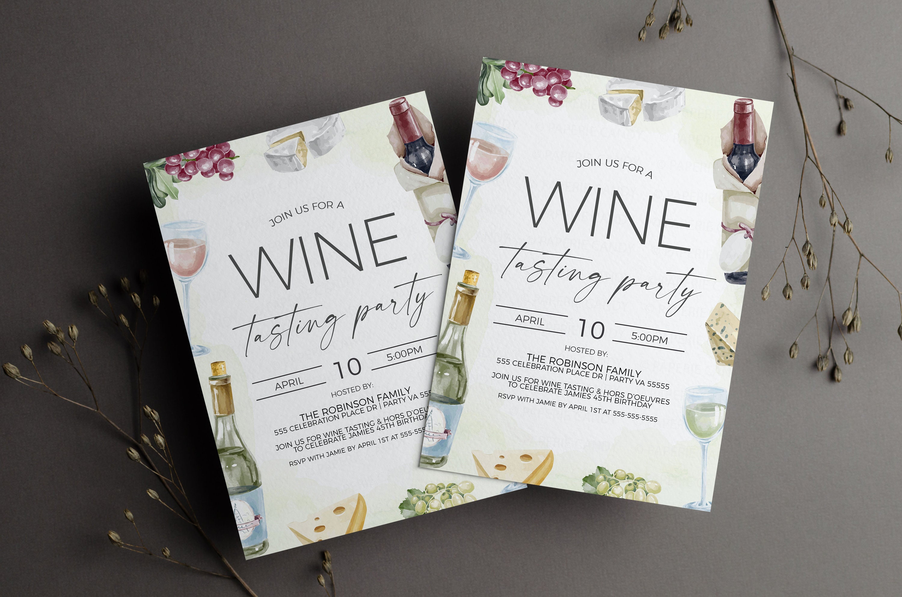 Wine Tasting Invitation Wine & Cheese Invite Vineyard Event - Etsy