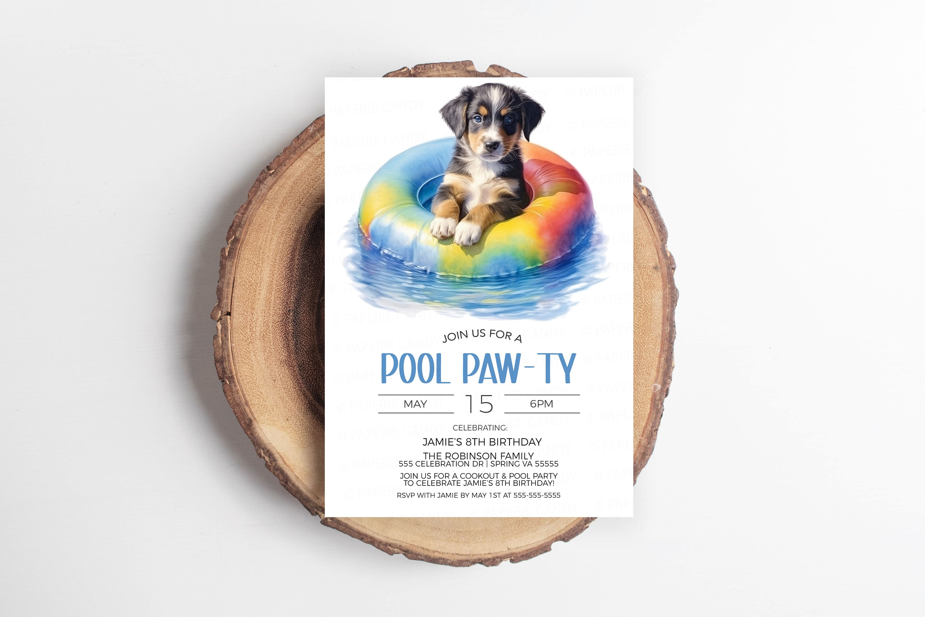 Dog Pool Party Invitation, Puppy Pawty Invite, Puppies Dogs Birthday ...