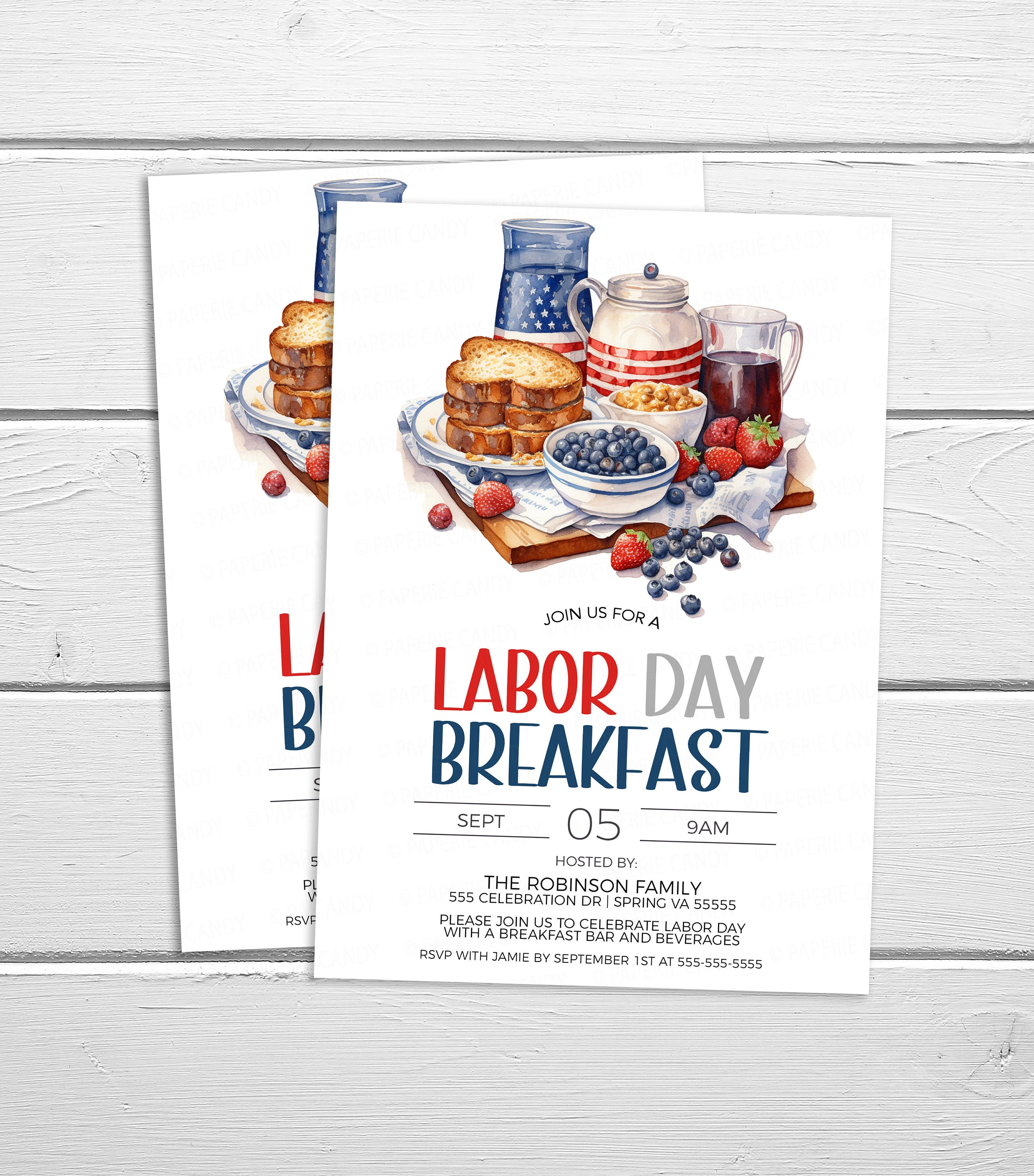 Labor Day Breakfast Invitation, Labor Day Pancake Invite, Labor Day ...
