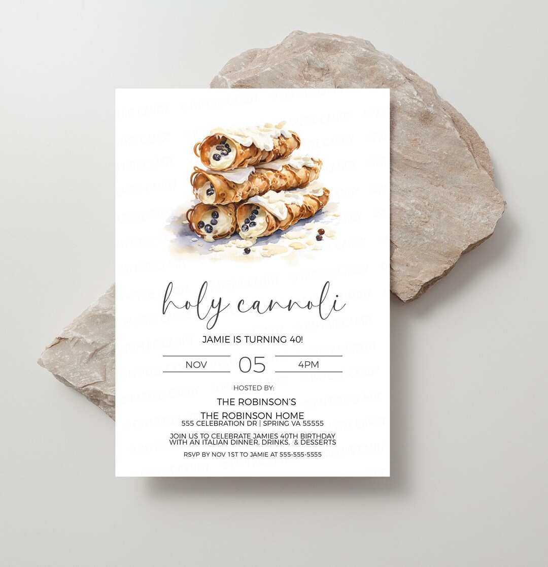 Italian Invitation, Holy Cannoli Italian Theme Invite, Italian Theme ...