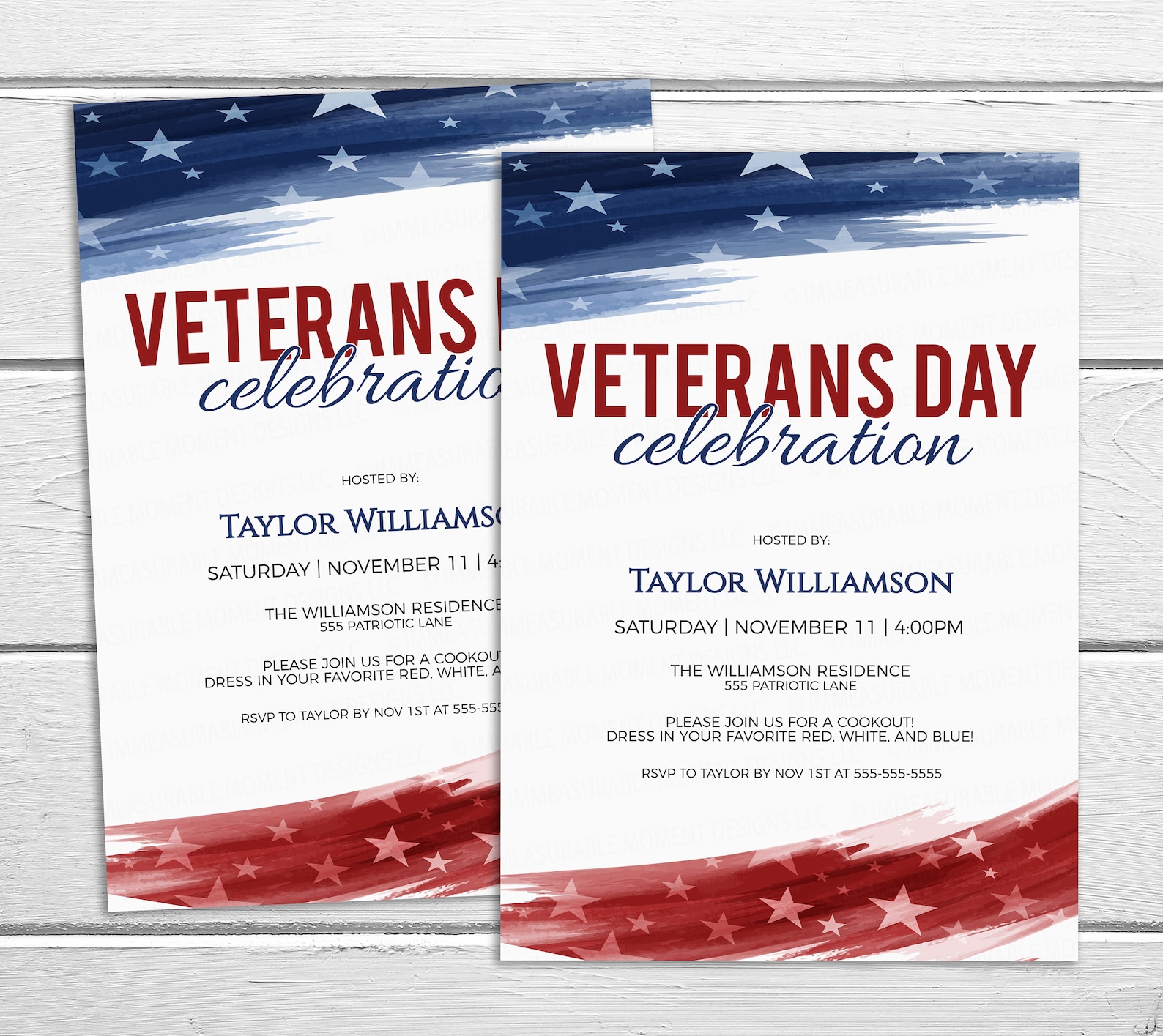 Veterans Day Invitation Editable Patriotic Invite 4th of - Etsy