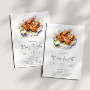 Wing Night Invitation, Chicken Wings Invite, Buffalo Wings, BBQ Wings ...