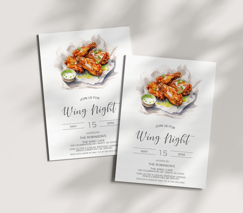 Wing Night Invitation Chicken Wings Invite Buffalo Wings - Etsy