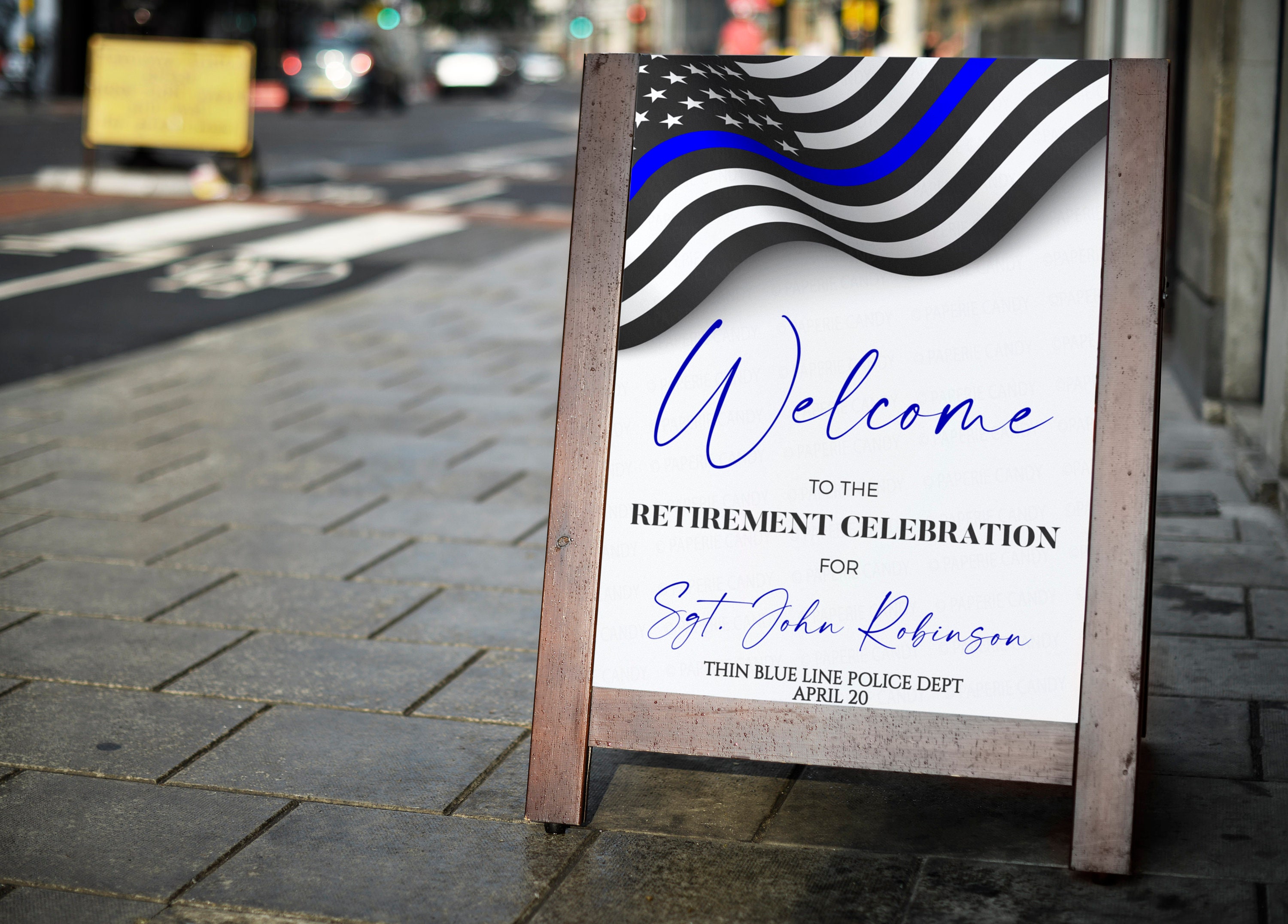 Police Officer Retirement Sign Editable Thin Blue Line - Etsy