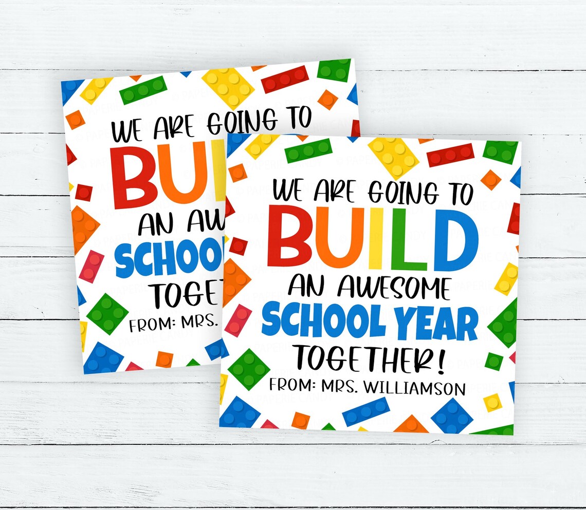 Back to School Building Blocks Gift Tag Build an Awesome Year - Etsy