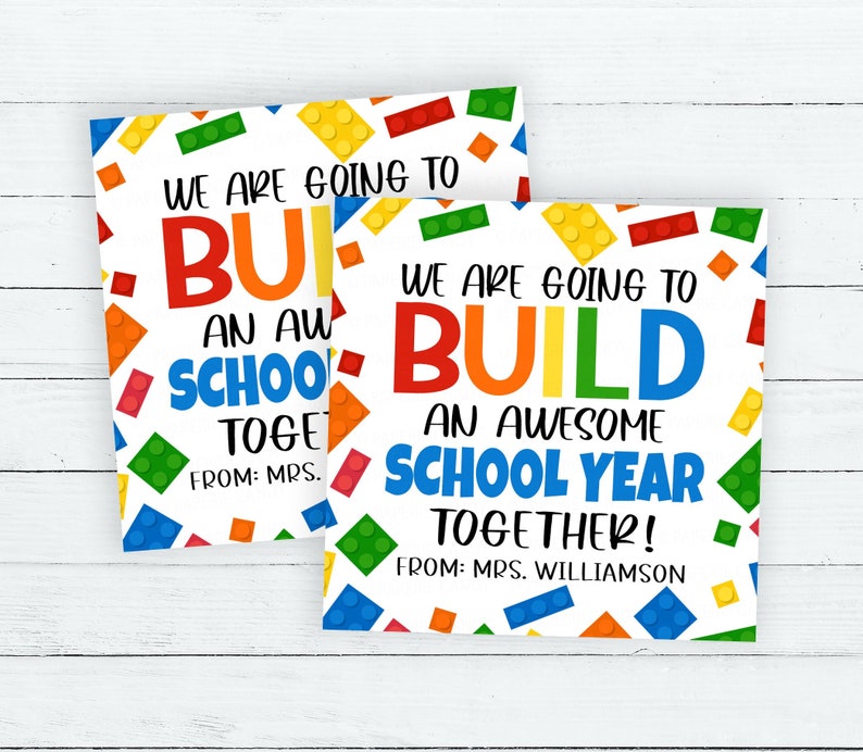 Back to School Building Blocks Gift Tag Build an Awesome Year - Etsy