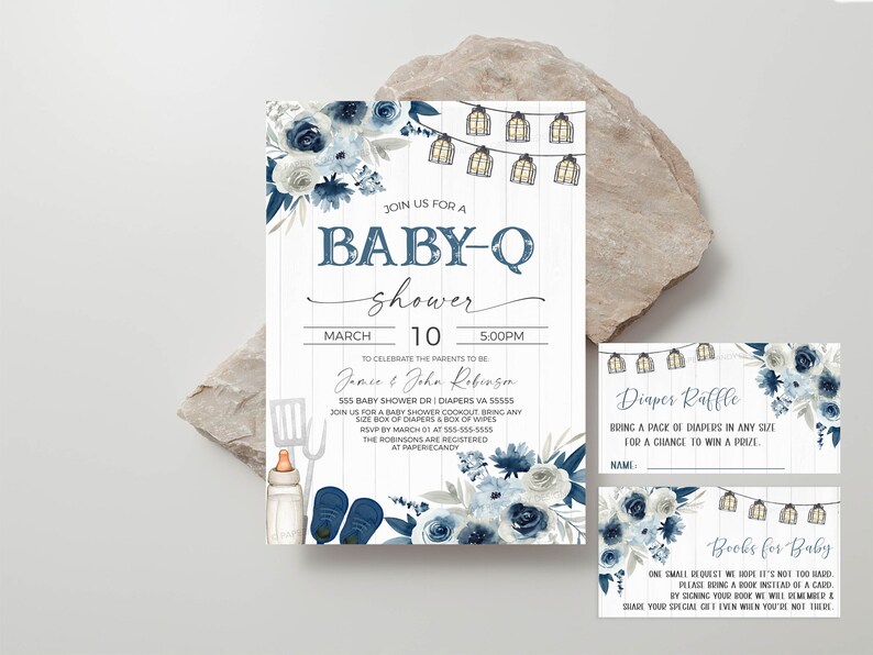 Baby Boy Blue Baby-q Baby Shower Invitation Bundle, Books for Baby ...