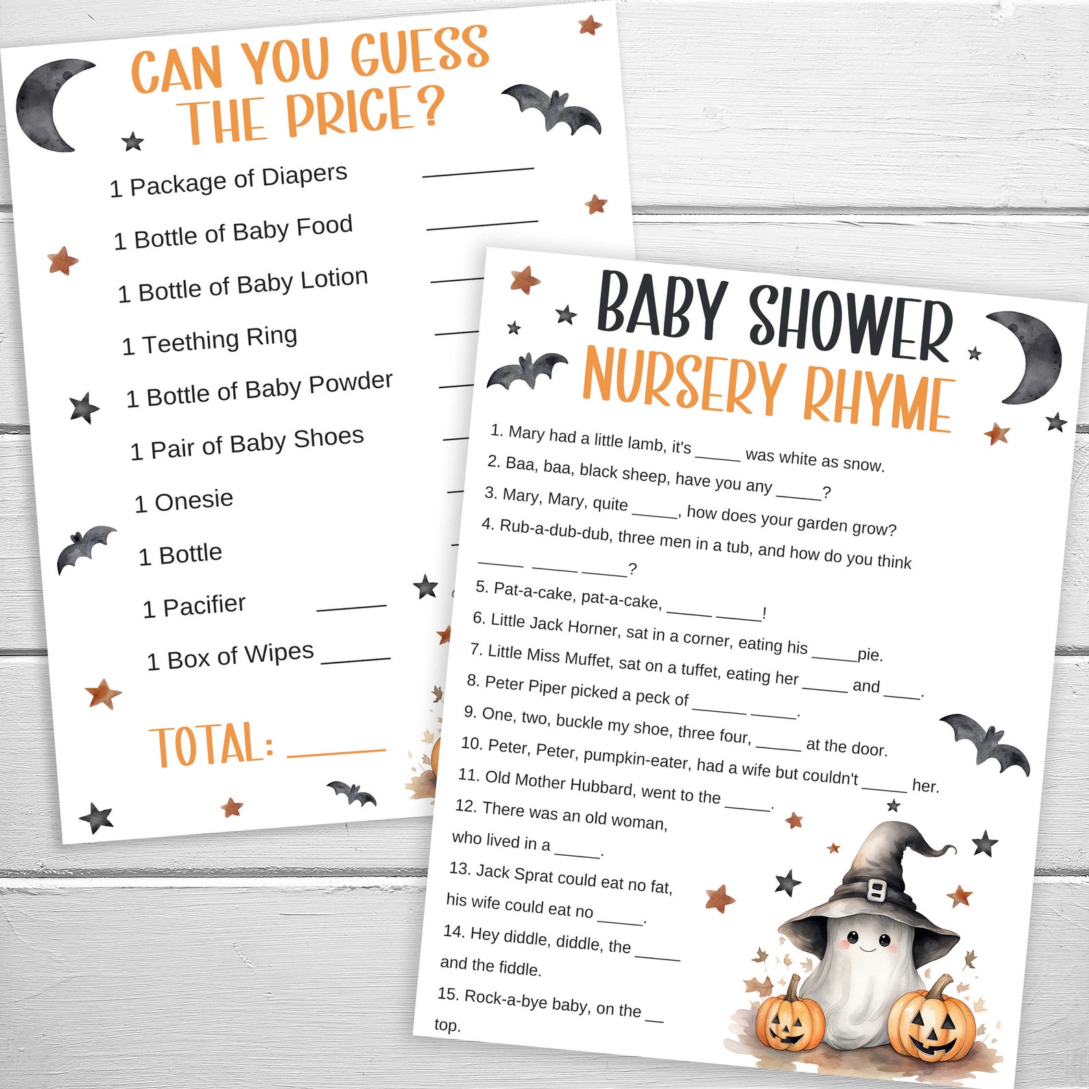 Halloween Baby Shower Games 20 Printable Baby Shower Game A - Etsy