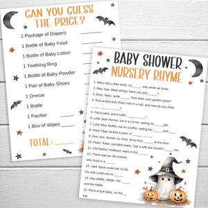 Halloween Baby Shower Games, 20 Printable Baby Shower Game, A Little ...