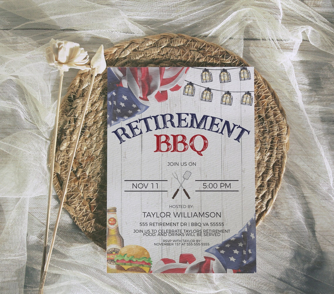 Patriotic Retirement BBQ Invitation Military Police Cookout - Etsy