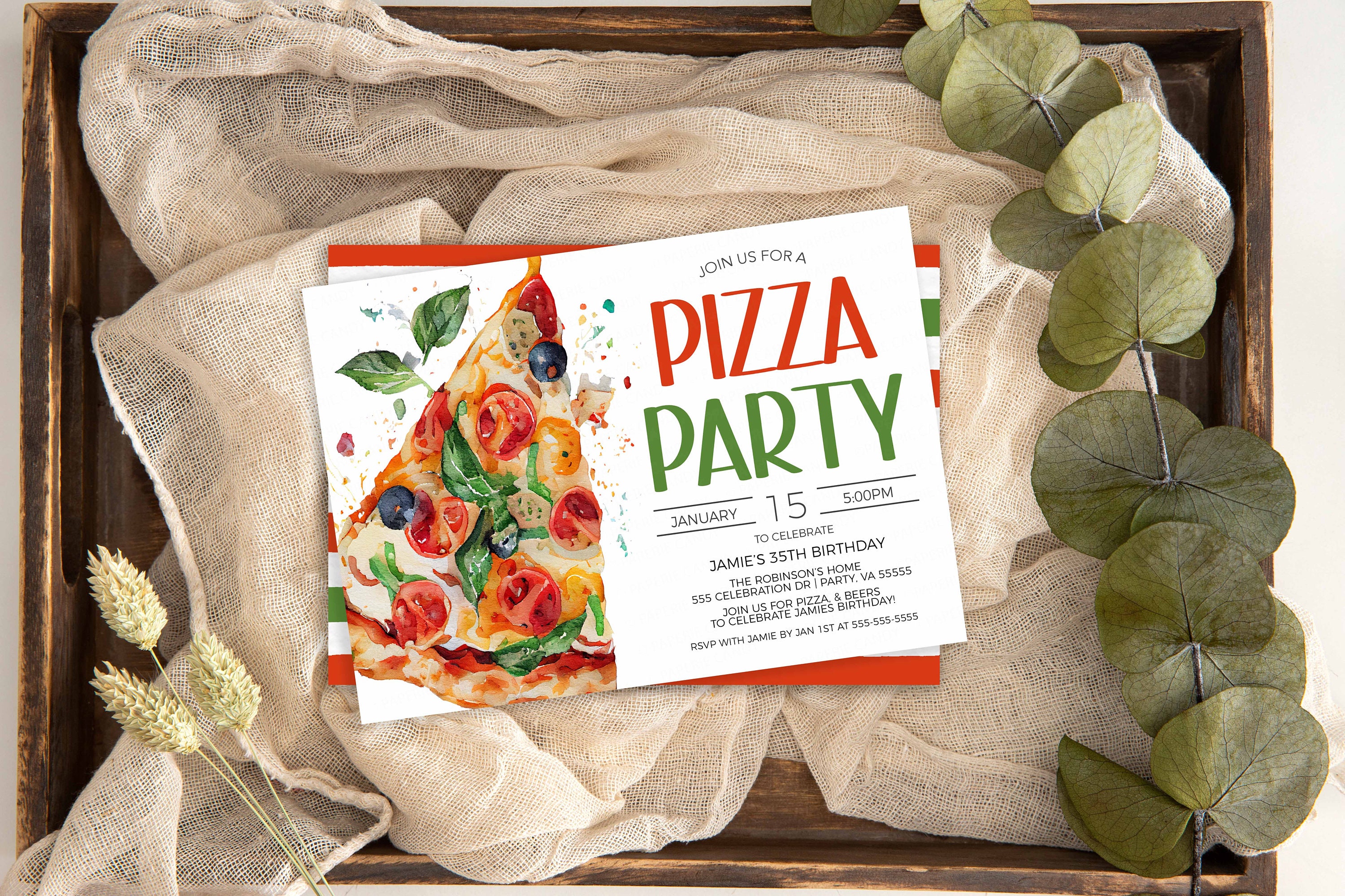 Pizza Party Invitation Pizza Party Invite Pizza Birthday - Etsy