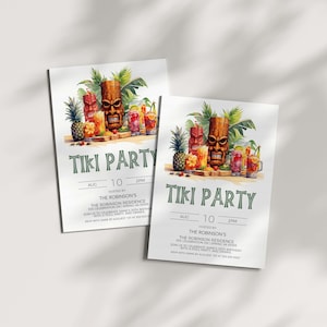 Tiki Invitation, Tiki Party Invite, Hawaiian Party, Tropical Luau Party ...