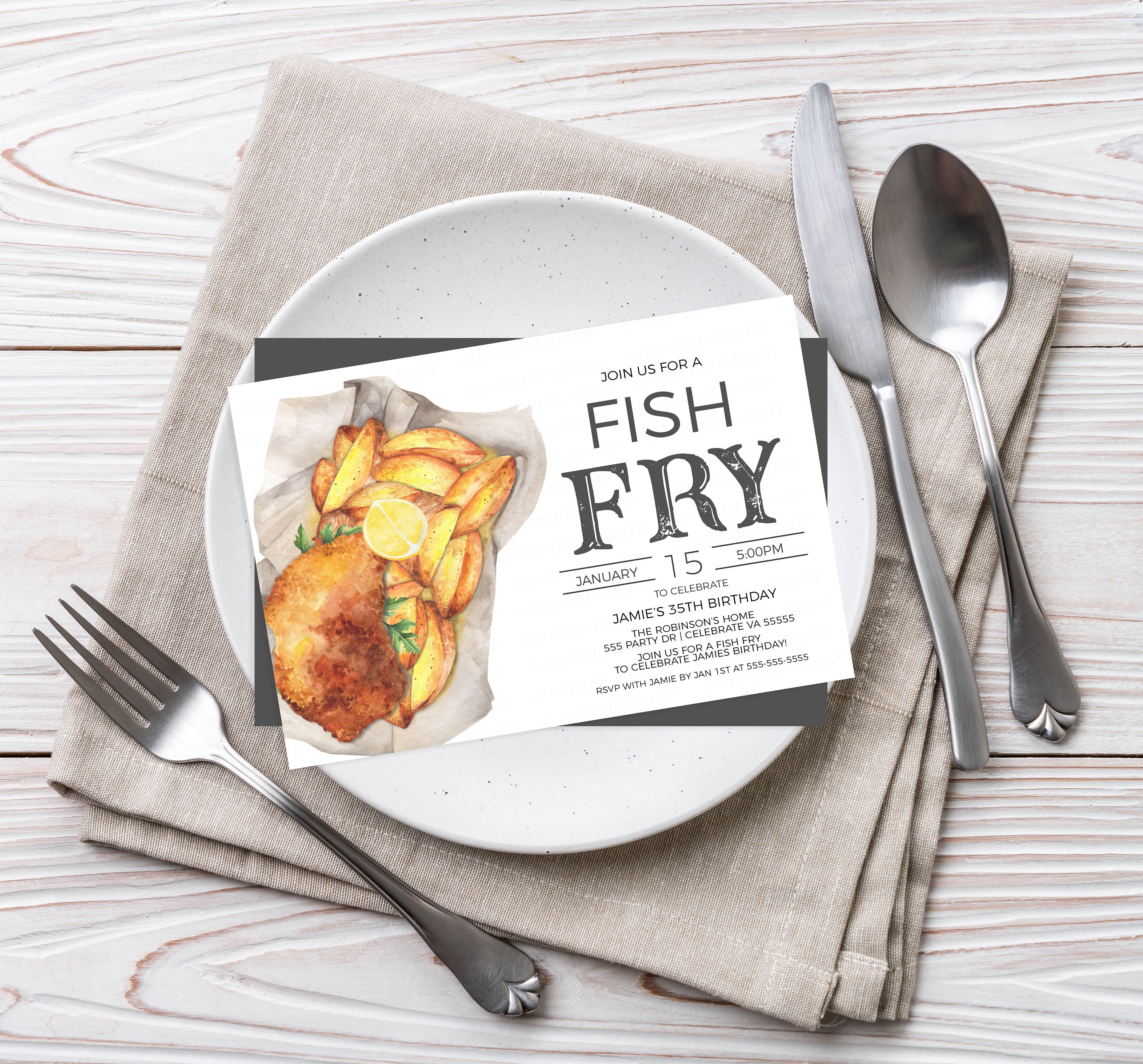 Fish Fry Invitation Fish and Chips Invite Seafood Birthday - Etsy