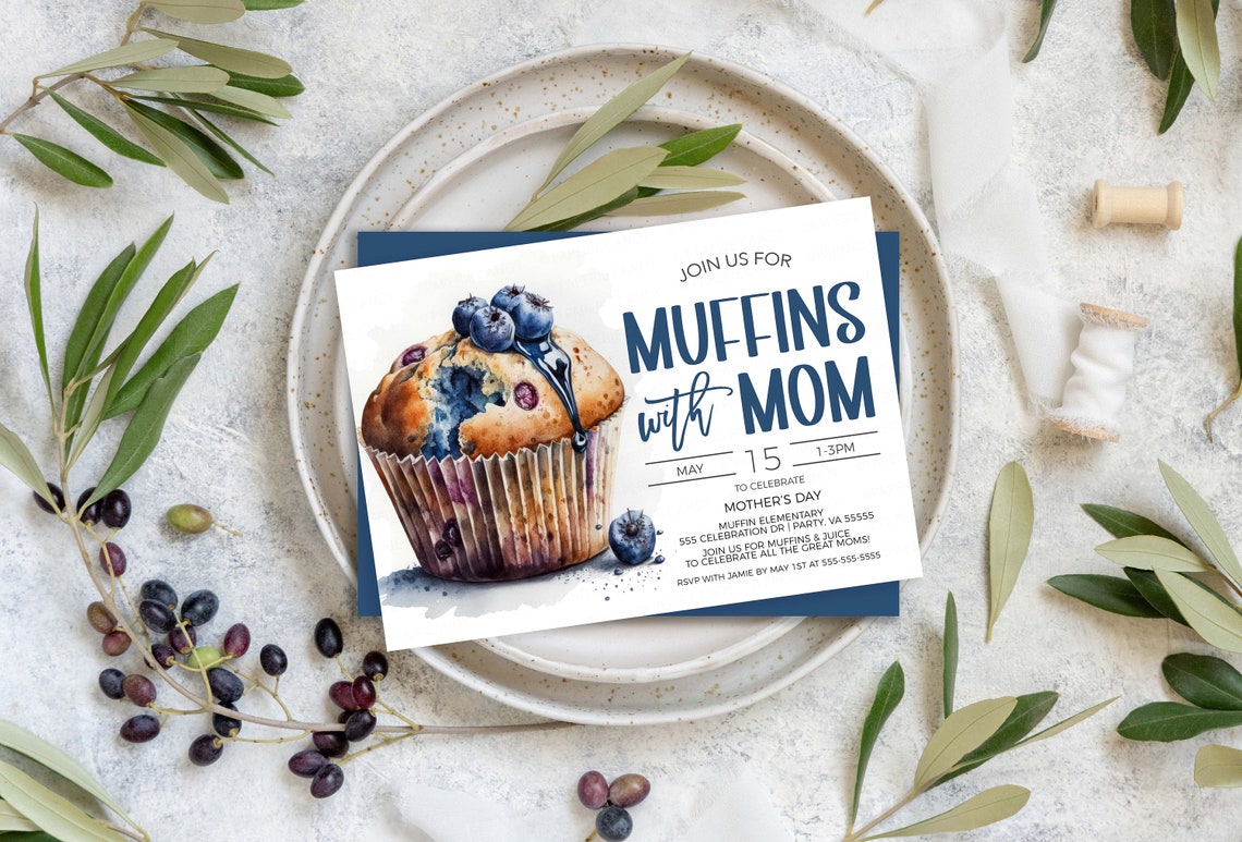 Muffins With Mom Invitation Mother's Day Muffin Invite - Etsy