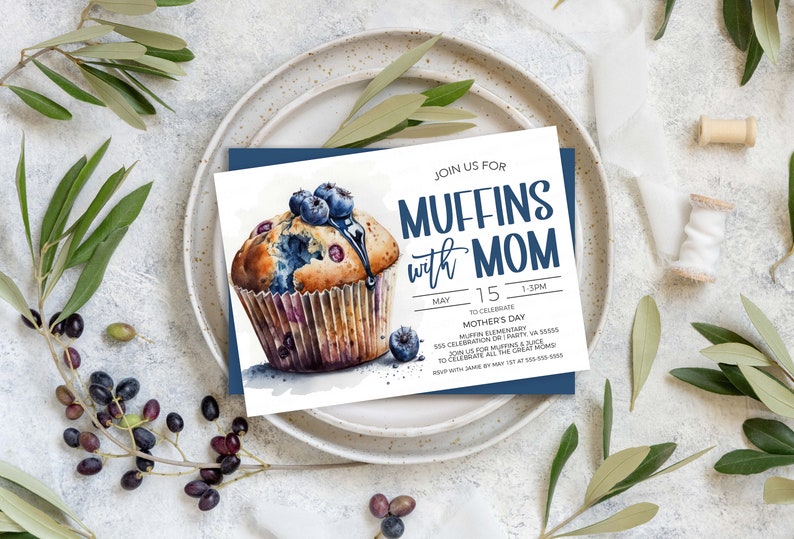 Muffins With Mom Invitation, Mother's Day Muffin Invite, Mother's ...