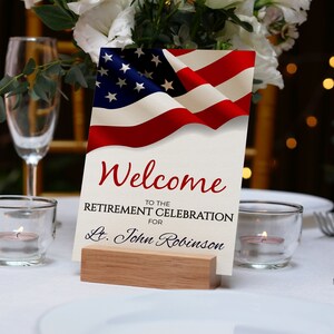 Editable American Flag Party Sign, Retirement Ceremony, Hail & Bail ...