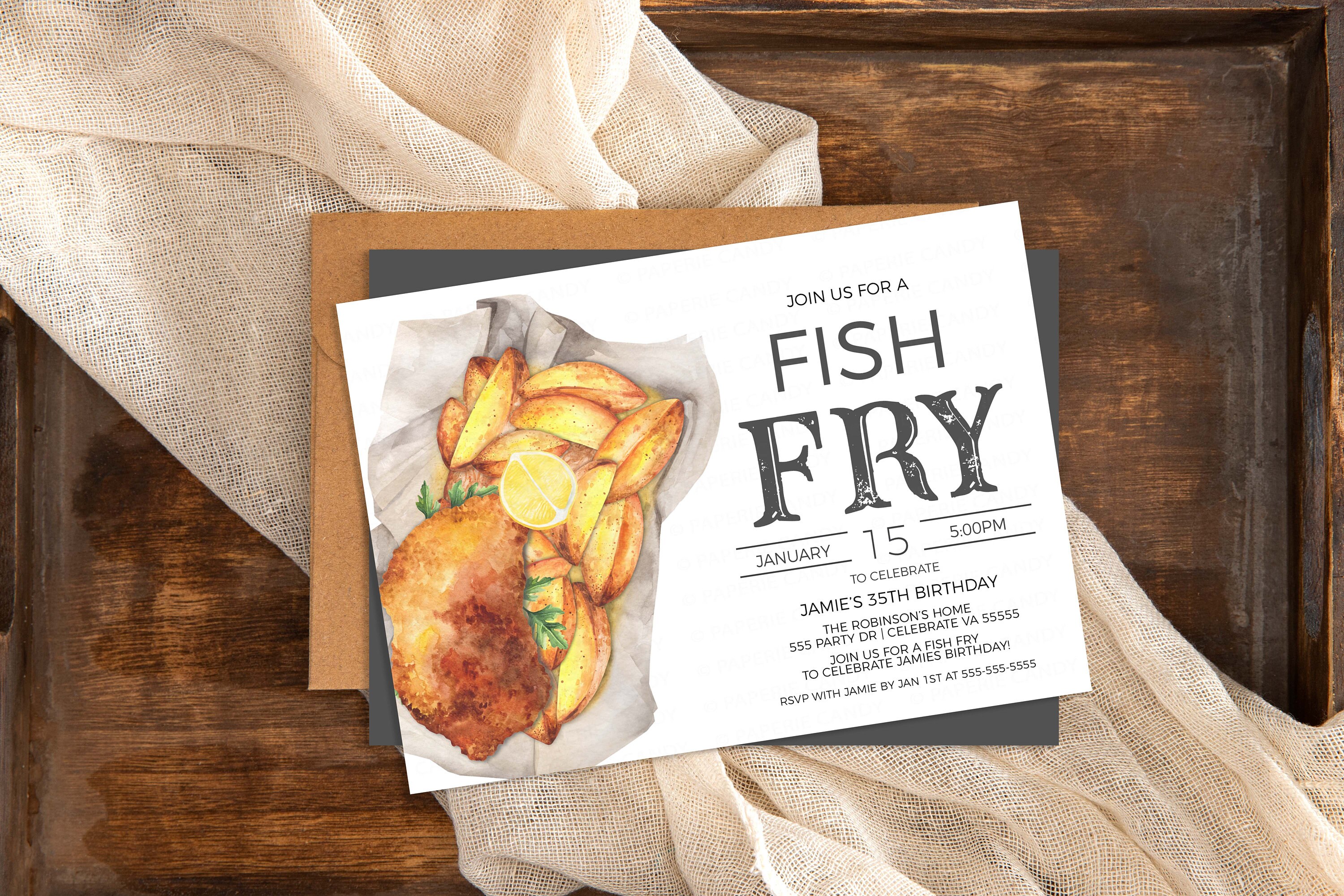 Fish Fry Invitation Fish and Chips Invite Seafood Birthday - Etsy