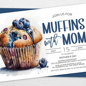 Muffins With Mom Invitation, Mother's Day Muffin Invite, Mother's ...