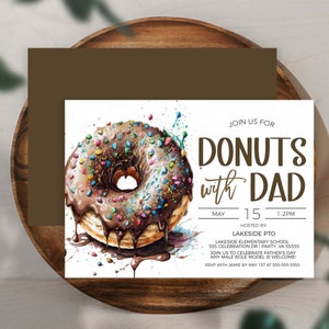 Donuts With Dad Invitation, Father's Day Donut Invite, Father's ...