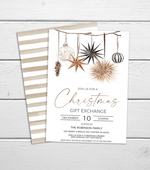 Holiday Gift Exchange Party Invitation, Editable Christmas Party Gift ...