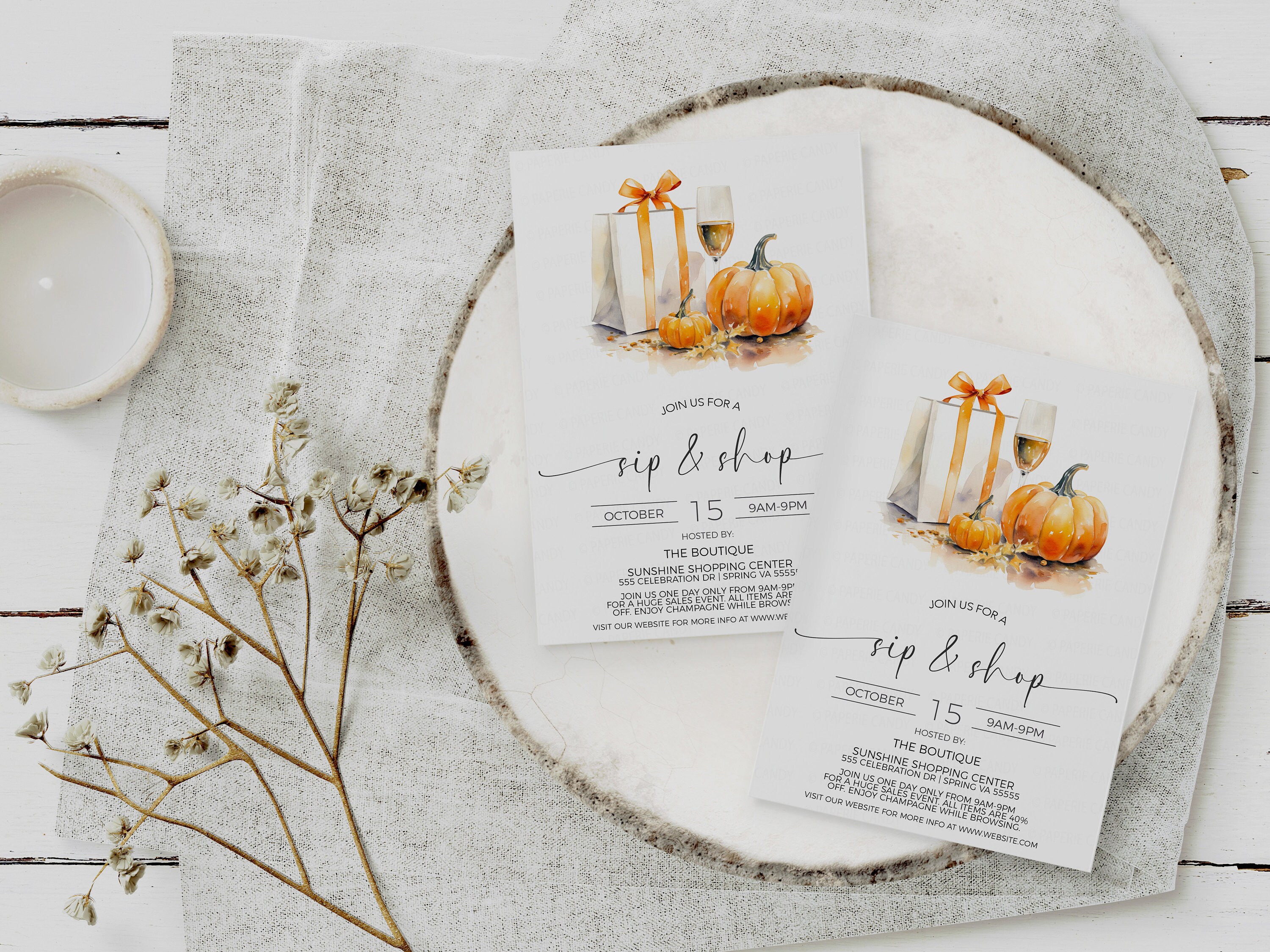 Fall Sip and Shop Invitation Autumn Sip and See Invite - Etsy