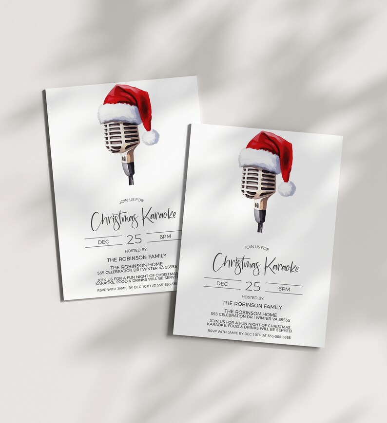Christmas Karaoke Invitation, Holiday Karaoke Invite, Winter Santa ...
