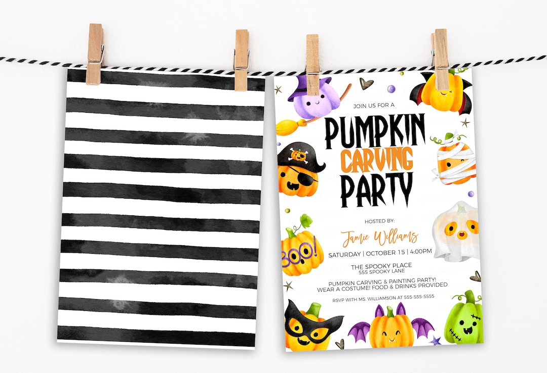 Editable Pumpkin Carving Invitation, Halloween Pumpkin Painting Invite ...