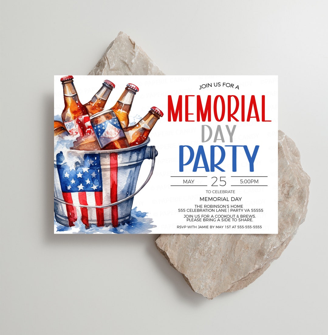 Memorial Day Party Invitation, Memorial Day Invite, Memorial Day ...